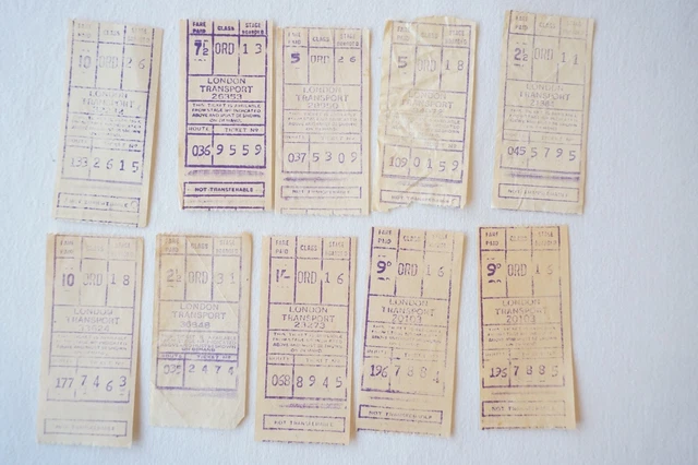 LONDON TRANSPORT GIBSON Machine Bus Tram Ticket x10 Ref A34 £14.99 ...