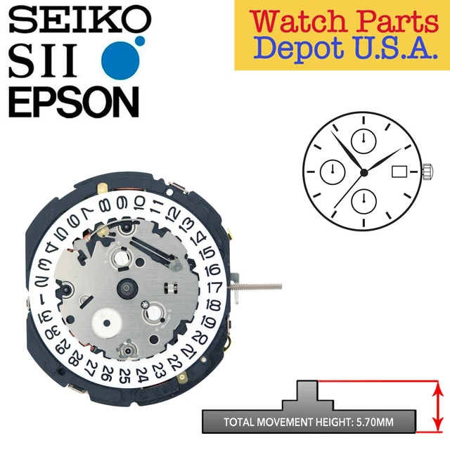 GENUINE SEIKO SII Epson YM92 Watch Movement Japan 3 Hands, Date at 3 ...