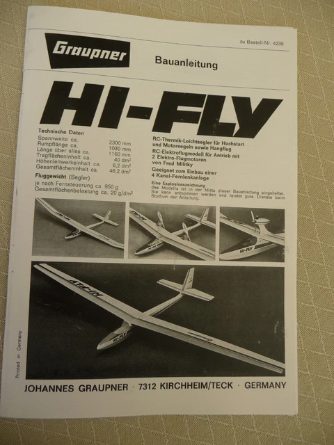 BAUANLEITUNG UND STÜCKLISTE von dem HI-FLY( Graupner ) Retro EUR 6,00 ...