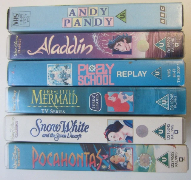 1990S VHS DISNEY Aladdin / Snow White / Pocahontas / Little Mermaid ...