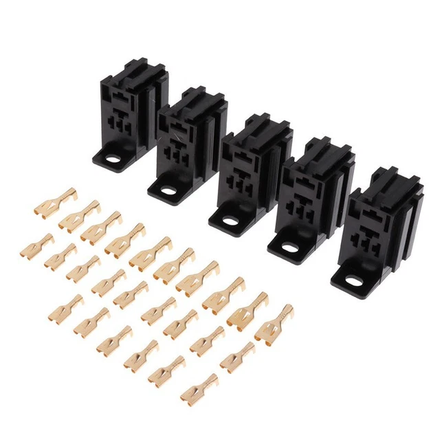 HEAVY DUTY 5 Pin Automotive Relay Socket with 25pcs Copper Terminals (5 ...
