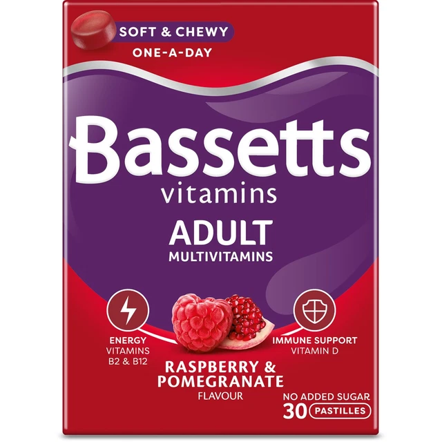 BASSETTS VITAMINS ADULT Raspberry & Pomegranate Flavour Multivitamins ...