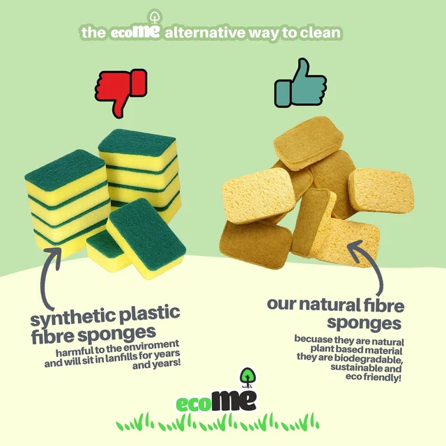 ECOME CELLULOSE KITCHEN Washing Up Sponges 10 Pack Eco Friendly Home ...