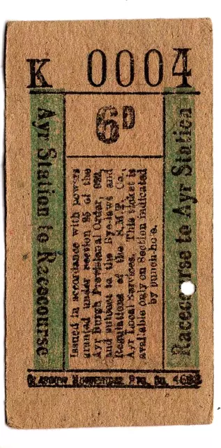 BUS TICKET: SCOTTISH Motor Traction, Ayr Station and Racecourse, 6d £4. ...