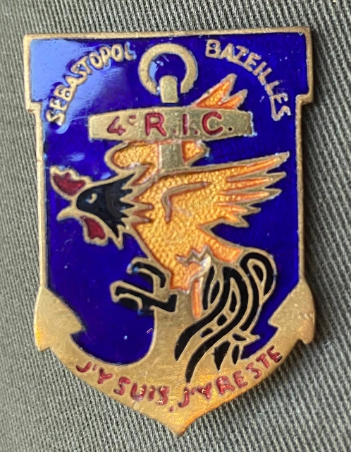 INSIGNE MILITAIRE @ Indochine @ 4 Regiment Infanterie Coloniale @ Ric @ Arthus ! EUR 34,99 ...