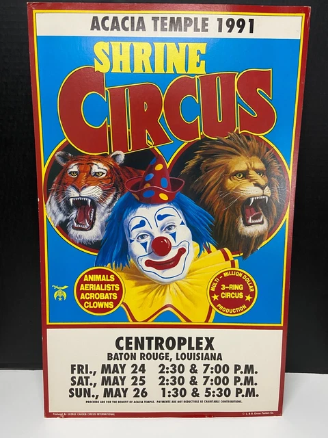 VINTAGE 1991 ACACIA Temple Shrine Circus Poster - Baton Rouge ...