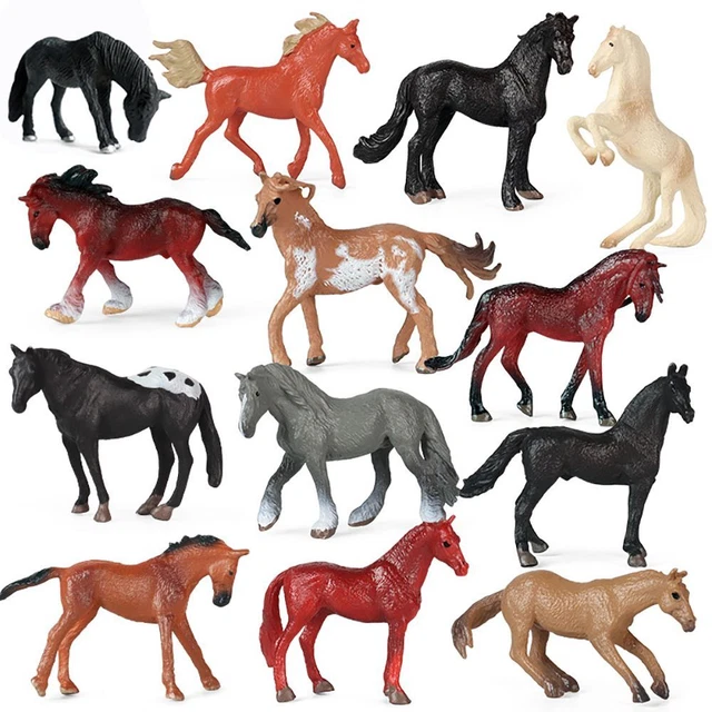 TOYS ZOO SCENES Lifelike Horse Model Farm Pony Figurine Simulation Wild ...