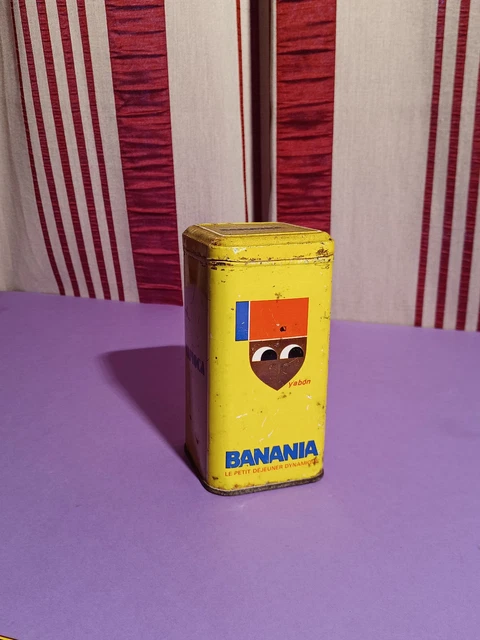 BANANIA BOITE 1970 Ecusson tôle métal cacao 500 grammes Y A BON ...