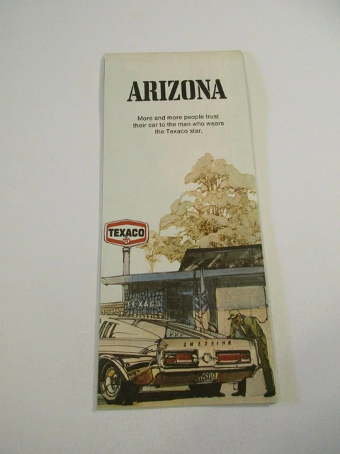 VINTAGE 1974 TEXACO Arizona Gas Station State Highway Travel Road Map ...