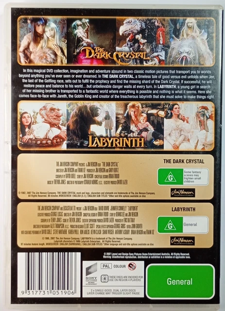 DOUBLE MOVIE DVD - The Dark Crystal (1982) & Labyrinth (1996) - R4 PAL ...