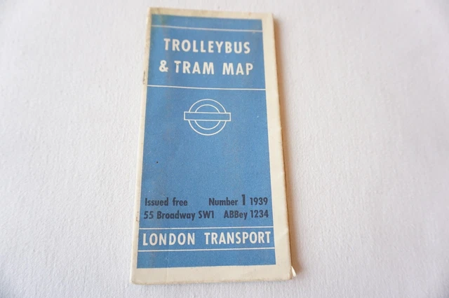1939 NUMBER 1 Trolleybus & Tram Map London Transport Bus Underground £ ...