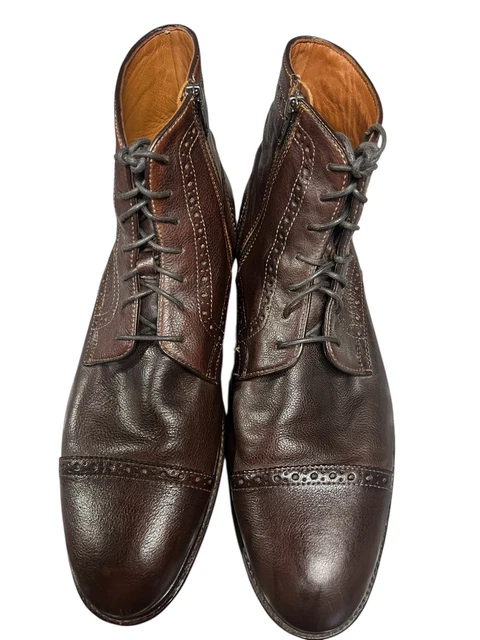 MENS 12 WARNER Johnston Murphy CAP TOE Boots Brown Zip Side 20-3876 ...