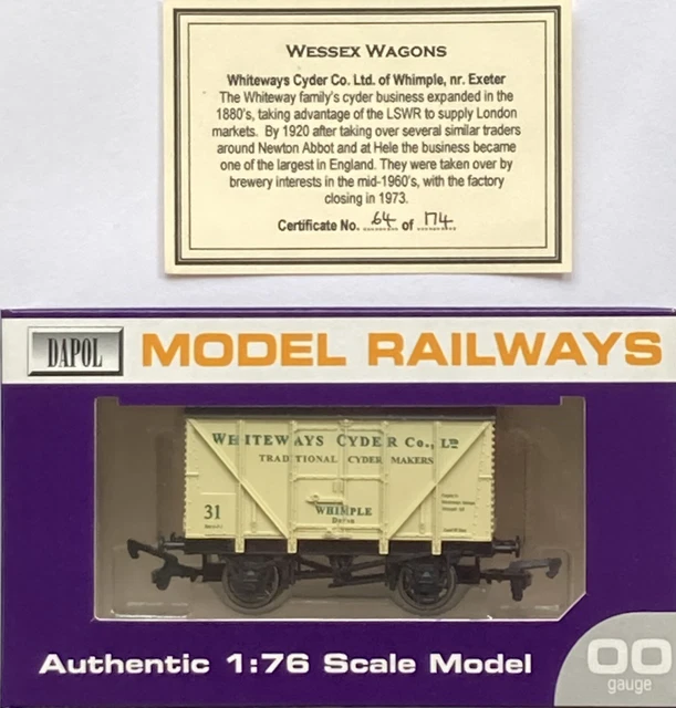 DAPOL 00 WESSEX Wagons 10T Vent Van Whiteways Cyder Co Ltd of Whimple L ...