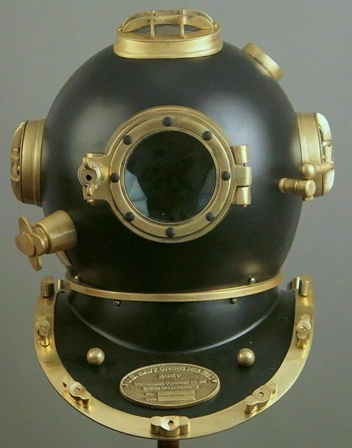 ANCIEN AMÉRICAIN MARINE Mark V Laiton Foncé Mer Plongée Divers Casque ...