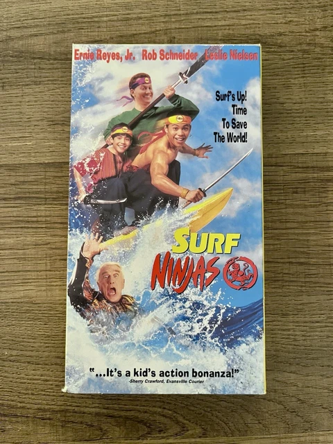 SURF NINJAS VHS Tape 1993 RARE OOP Rob Schneider Leslie Nielsen TESTED ...