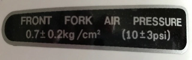 HONDA CBX 1000 Pro-Link Front Fork Air Pressure Caution Warning Label ...