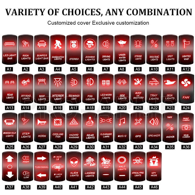 RED LED BACKLIT Toggle Rocker Switche Button For Car Truck RV ATV UTV ...
