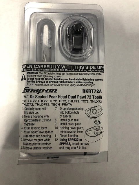 SNAP-ON TOOLS 1/4& Drive Ratchet Repair Kit 72 Tooth - RKRT72A £13.92 ...