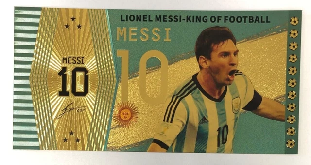 LIONEL MESSI GOLD Foil Collectable Banknote FIFA World Cup Argentina ...