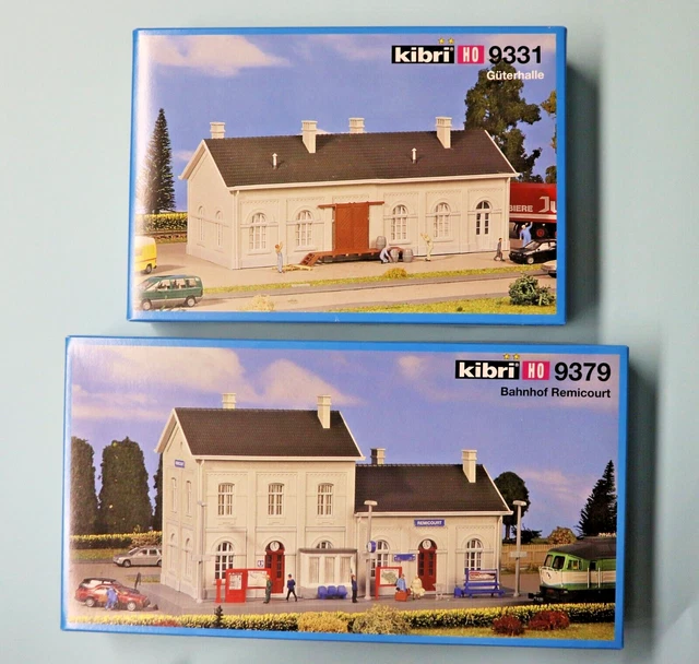 KIBRI H0 9379 Bahnhof Remicourt und 9331 Güterhalle, dazu passend ...