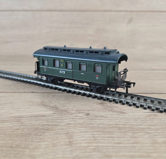 FLEISCHMANN DRG 2ND Class Coach 1402 Koln Green HO Gauge Vintage £14.95 ...