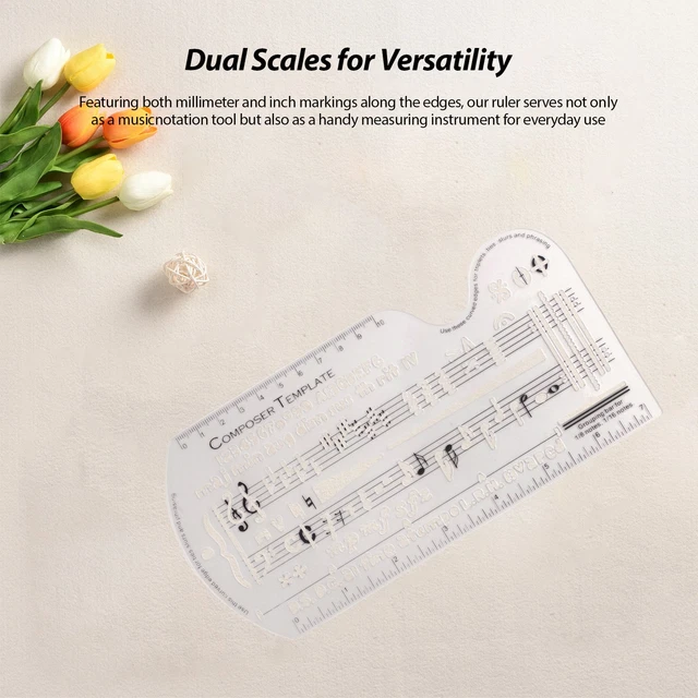 COMPOSER TEMPLATE SHEET Music Drawing Sheet Ruler Dual Scales Curve ...