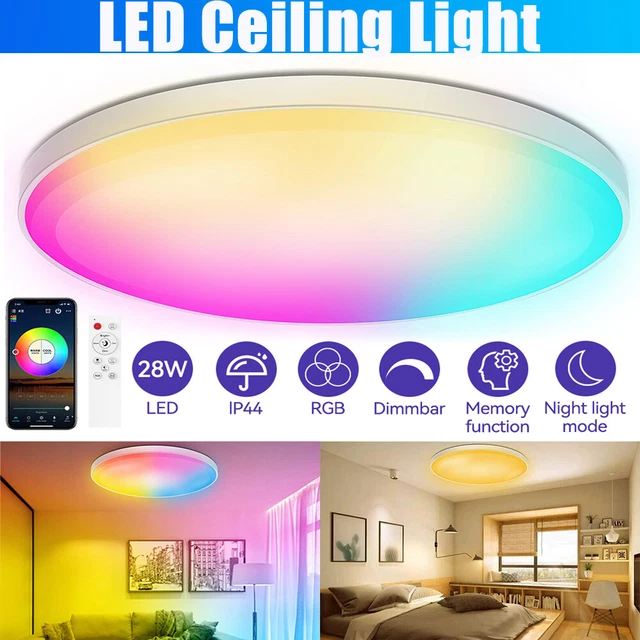 SMART LED CEILING Light RGB Changing Remote Control Tuya App Bedroom ...
