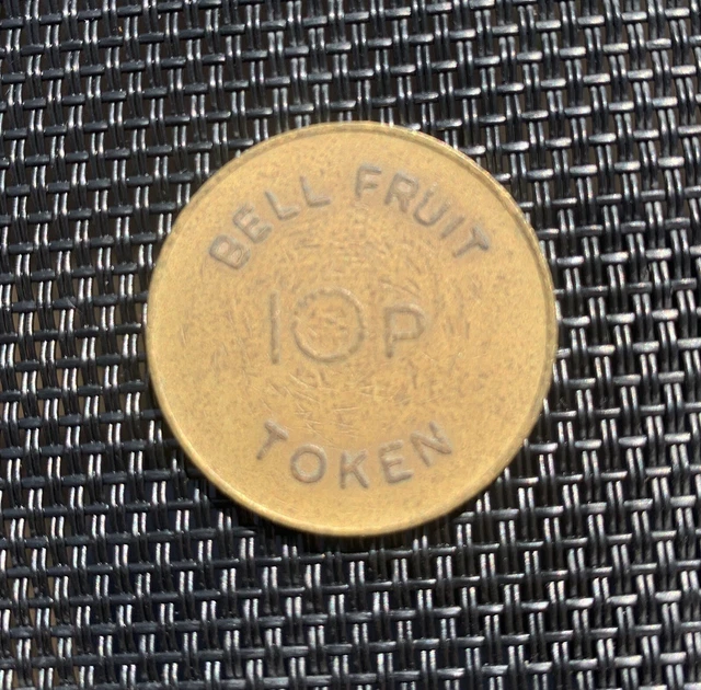 BELL FRUIT 10P ten pence Brass Game Bell Fruit Machine Token c.1980 £1. ...