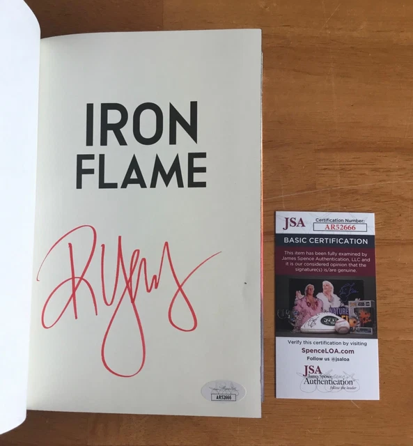REBECCA YARROS SIGNED Autograph Iron Flame Book w Sprayed Edges JSA COA ...