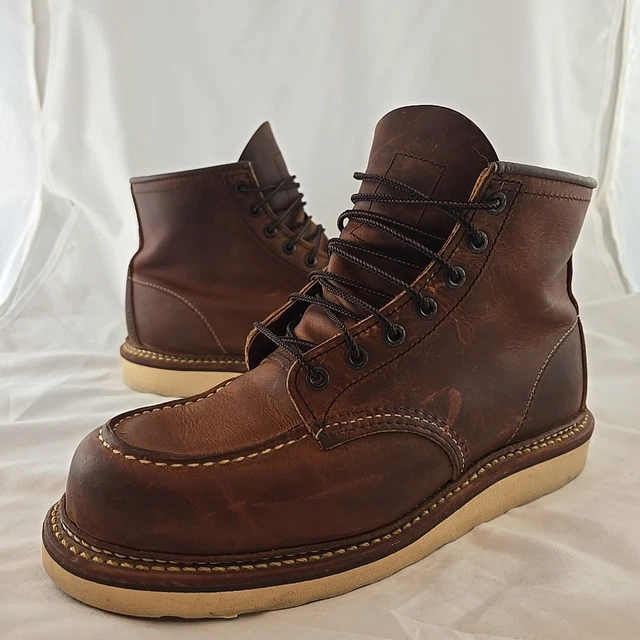 RED WING CLASSIC 1907 Moc Toe Boot Men's 7.5 Copper Rough & Tough Made ...