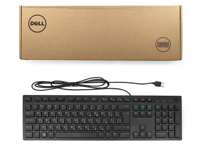 GENUINE ORIGINAL DELL USB Keyboard KB216 BLACK SLIM RUSSIAN Layout P/N ...