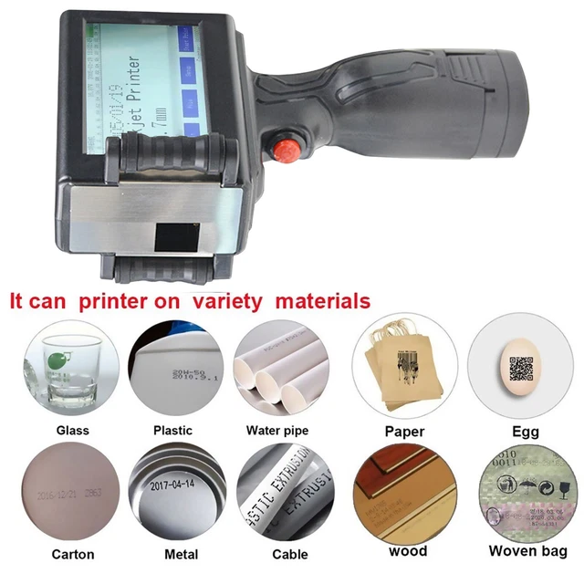 600DPI HANDHELD INKJET Printer Touch Screen Date/QR Code/Label Printing ...
