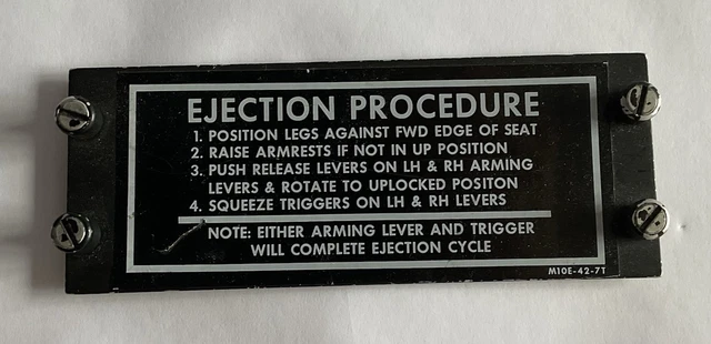 RAF VALIANT V Bomber Aircraft Part Ejection Procedure Plate £83.92 ...