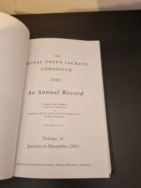 ORIGINAL 2001 BRITISH Regimental Journal: The Royal Green Jackets ...