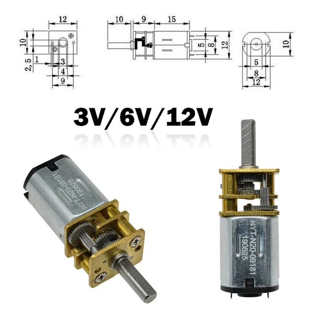 GA12-N20 DC 3V/6V/12V Micro Electric Gear Motor Speed Reduction Metal ...