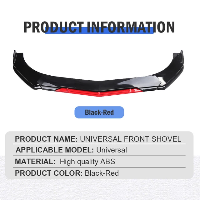 CAR FRONT BUMPER Lip Spoiler Splitter Body Kit Glossy Black+Red For Universal EUR 32,95 ...