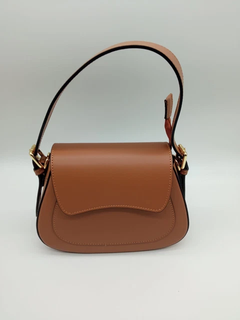 BORSA DONNA RAGAZZA color marrone cuoio mano tracolla VERA PELLE EUR 56 ...