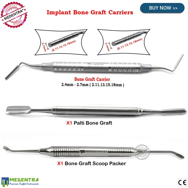 3X GRAFTING INSTRUMENTS Set Packer Bone Condenser / Plugger Carrier ...