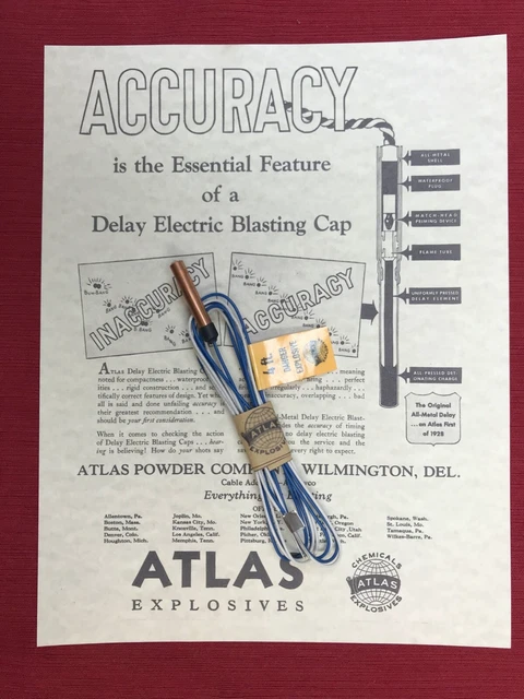 INERT BLASTING CAP With Atlas Advertisement, Movie Prop, Mining Display ...