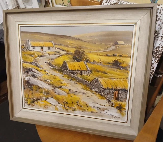 ORIGINAL OIL PAT Cowley Irish artist cottage scene 64 X 54 In Landscape ...
