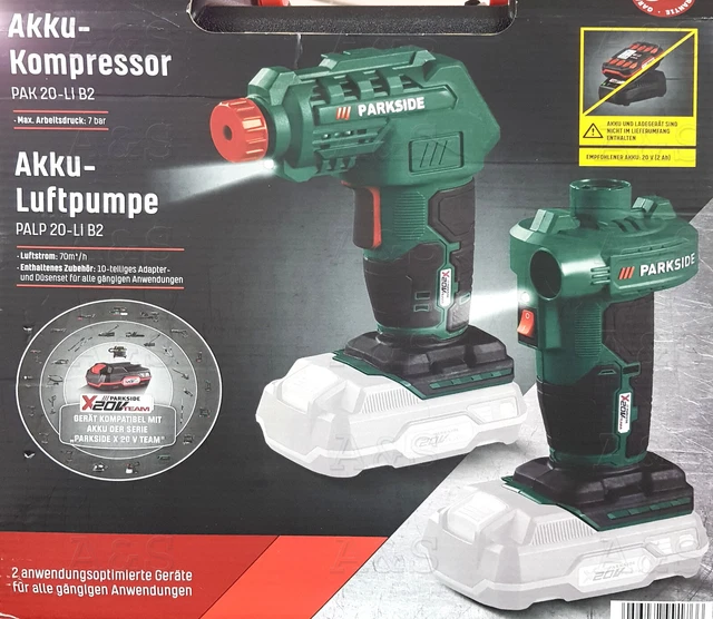 PARKSIDE CORDLESS COMPRESSOR PAK 20-Li B2 Air Pump PALP 20-Li B2 ...