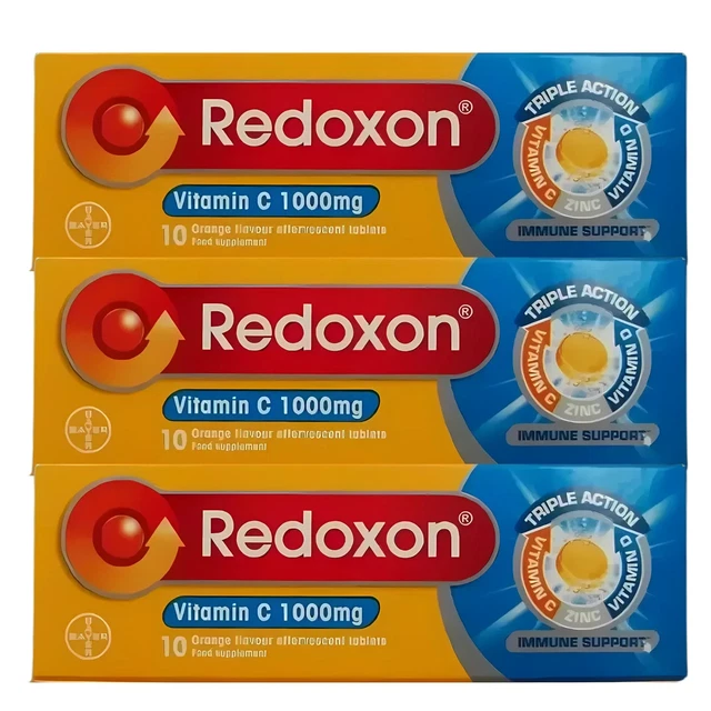 3X REDOXON TRIPLE Action Vitamin C, D and Zinc Immune Support - 30 ...