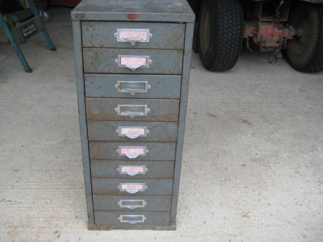 VINTAGE TOOL ENGINEERING 10 drawer metal cabinet garage storage or ...