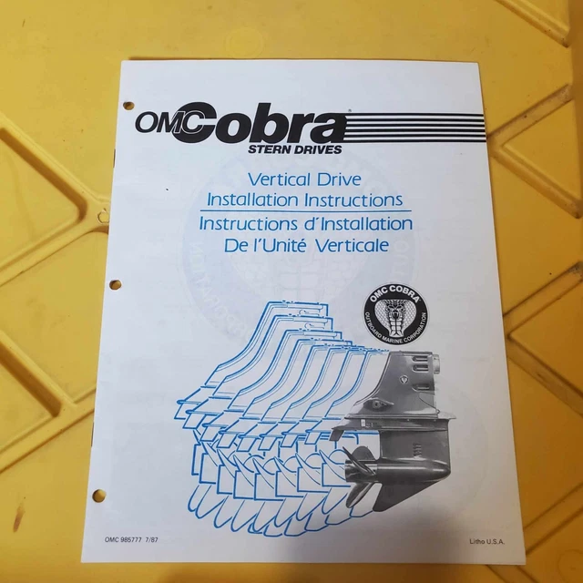 1987 OMC COBRA Vertical Drive Installation Instructions #985777 $15.45 ...