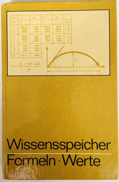 1988 DDR SCHULBUCH: Wissensspeicher Formeln Werte Mathematik Physik ... 1988 DDR SCHULBUCH: Wissensspeicher Formeln Werte Mathematik Physik ...