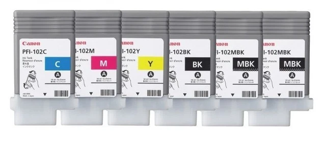 GENUINE CANON IPF655 iPF750 iPF760 iPF765/PFI-104M PFI-102 MBK BK C Ink £49.62 - PicClick UK