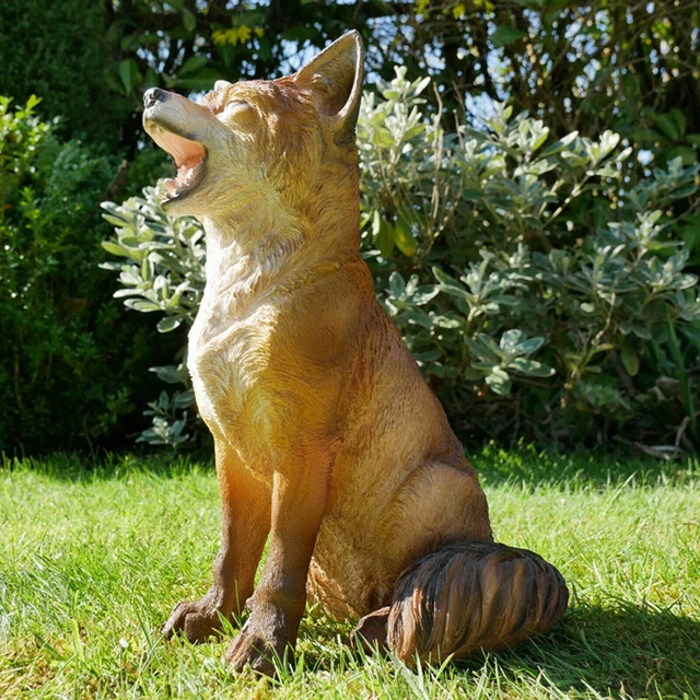 FOX GARDEN ORNAMENTS Outdoor Resin Sculpture Sitting Animal Ornament ...