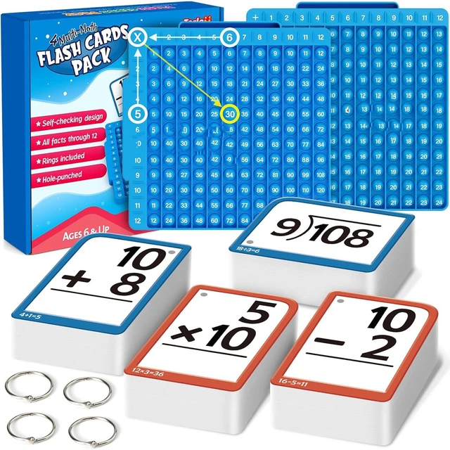 MATH FLASH CARDS + Math Board, Multiplication Flash Card Times Table ...
