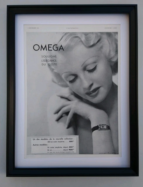 ART DECO OMEGA Watch Advert 1936 Original Framed Superb Condition £35. ...