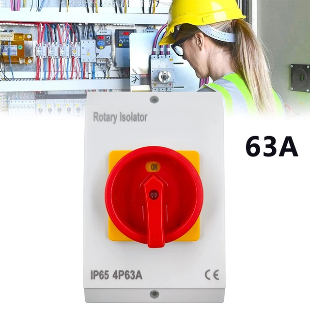 AC 230V-415V 63A 4 Pole Rotary Isolator IP65 Disconnect Switch Circuit ...